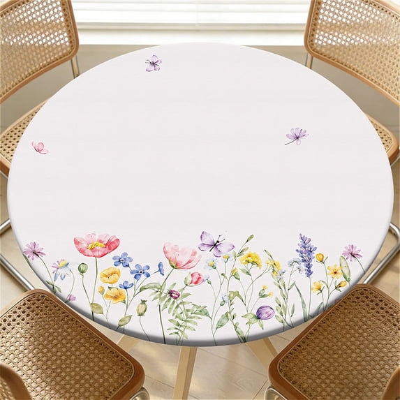 ARTSLION Elastic Tablecloth For Round Tables, Waterproof Tablecover For ...