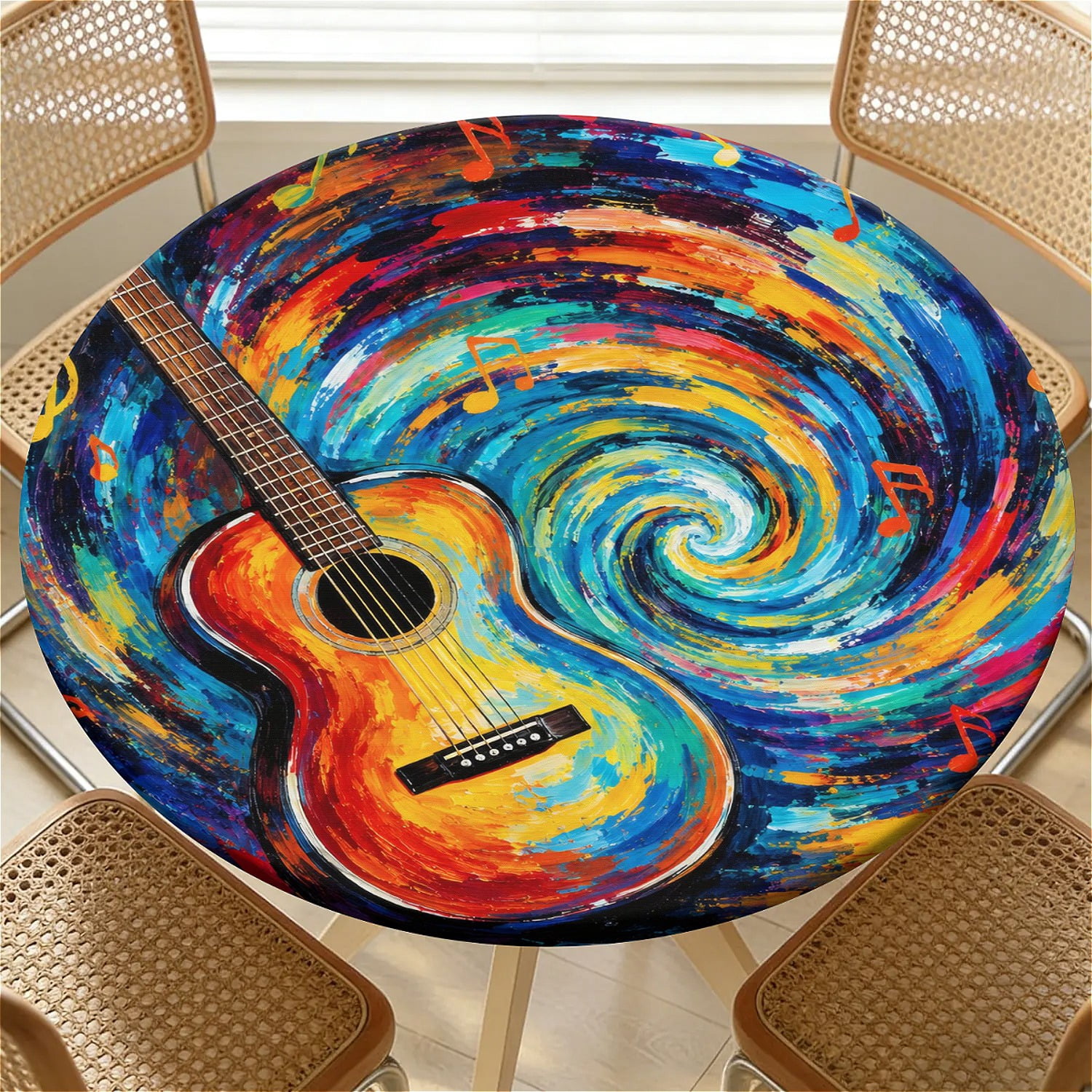 ARTSLION Elastic Tablecloth For Round Tables, Waterproof Tablecover For ...