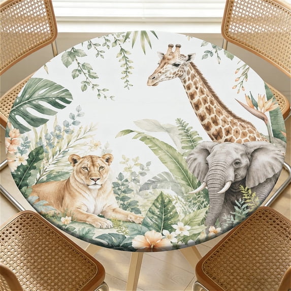 ARTSLION Elastic Tablecloth For Round Tables, Waterproof Tablecover For ...