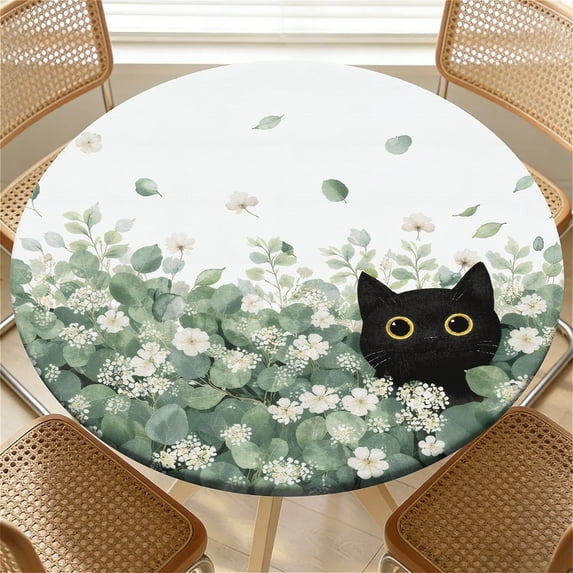 ARTSLION Elastic Tablecloth For Round Tables, Waterproof Tablecover For ...
