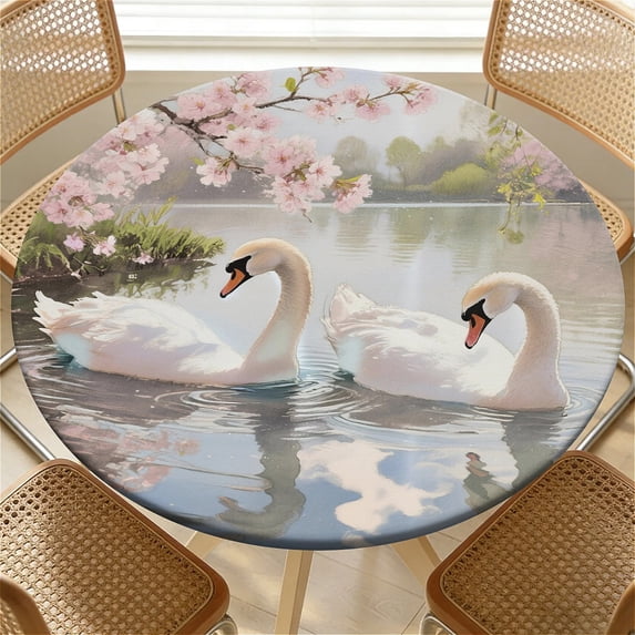 ARTSLION Elastic Tablecloth For Round Tables, Waterproof Tablecover For ...