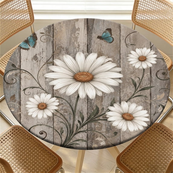 ARTSLION Elastic Tablecloth For Round Tables, Waterproof Tablecover For ...