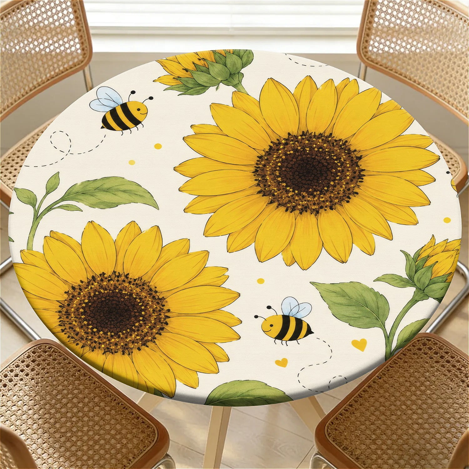 ARTSLION Elastic Tablecloth For Round Tables, Waterproof Tablecover For ...