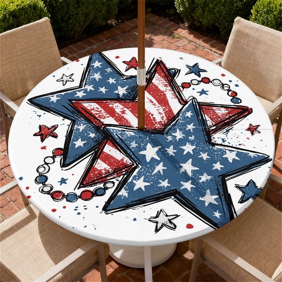 ARTSLION Round Outdoor Tablecloth For Up To 36in With Umbrella Hole ...