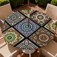 ARTSLION Round Outdoor Tablecloth For Up To 44in With Umbrella Hole ...