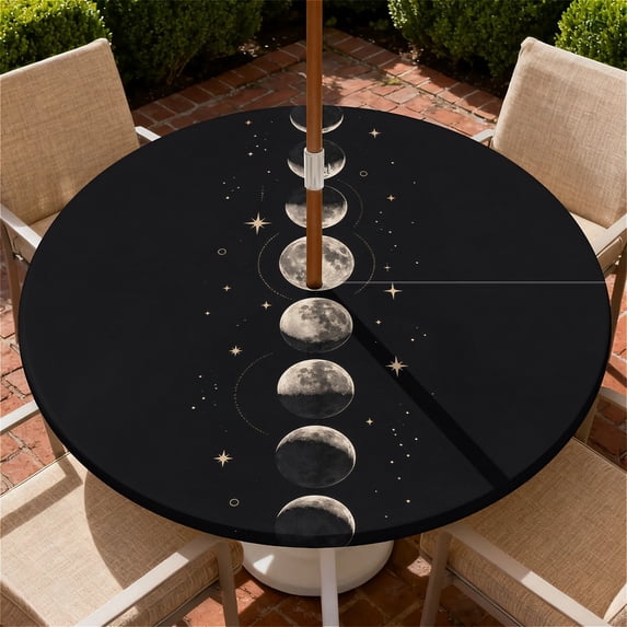 ARTSLION Round Outdoor Tablecloth For Up To 44in With Umbrella Hole ...