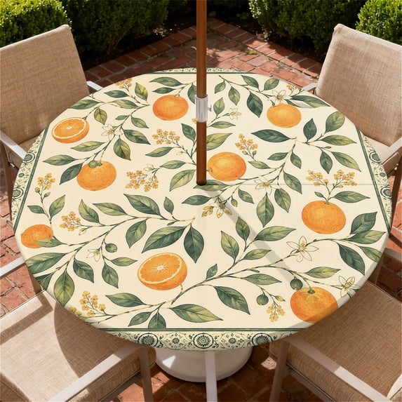 ARTSLION Round Outdoor Tablecloth For Up To 44in With Umbrella Hole ...