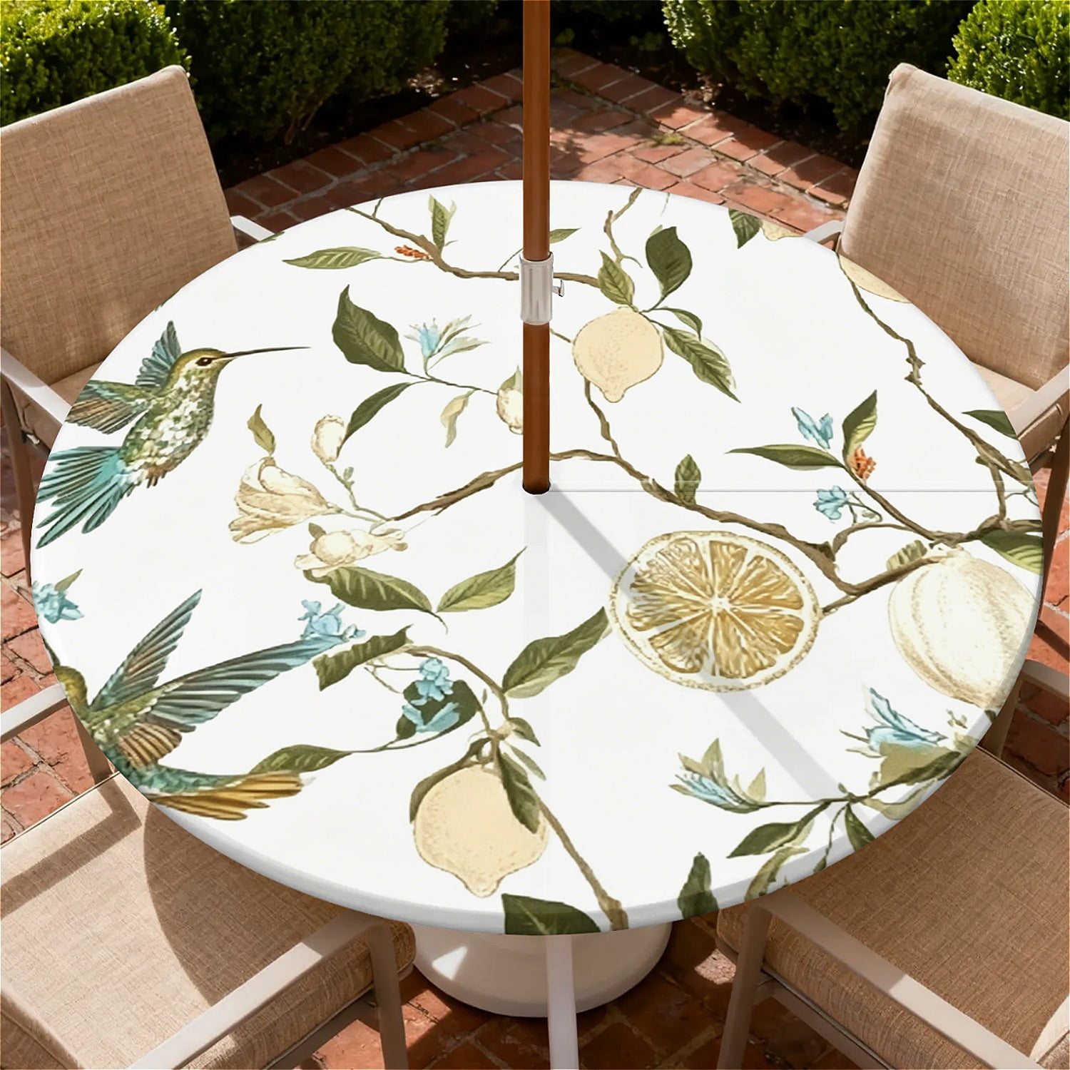 ARTSLION Round Outdoor Tablecloth For Up To 48in With Umbrella Hole ...