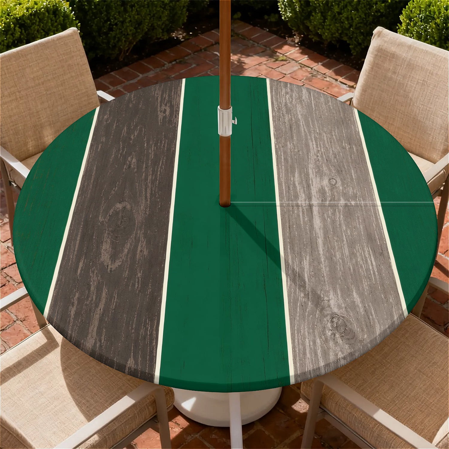 ARTSLION Round Outdoor Tablecloth For Up To 52in With Umbrella Hole ...