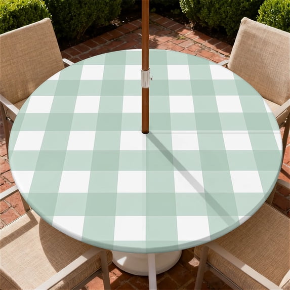 ARTSLION Round Outdoor Tablecloth For Up To 52in With Umbrella Hole ...