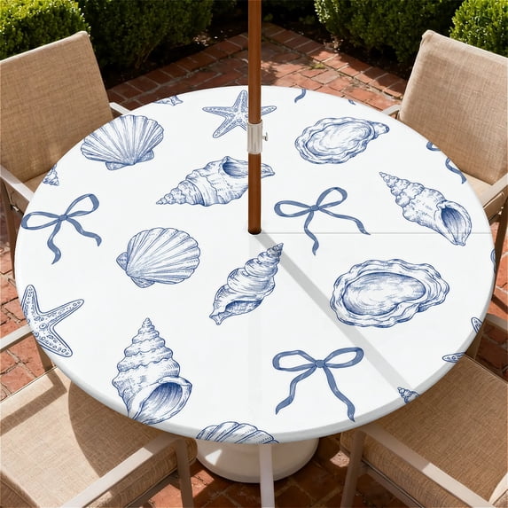 ARTSLION Round Outdoor Tablecloth For Up To 60in With Umbrella Hole ...
