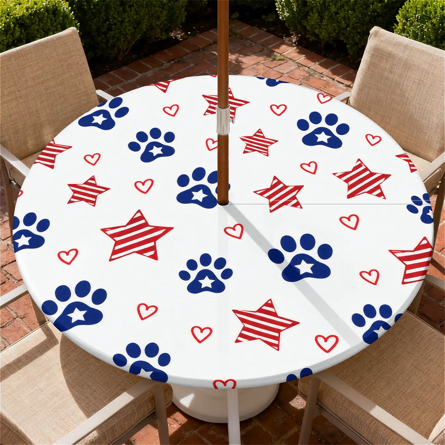 ARTSLION Round Outdoor Tablecloth For Up To 60in With Umbrella Hole ...