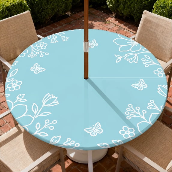 ARTSLION Round Outdoor Tablecloth For Up To 60in With Umbrella Hole ...