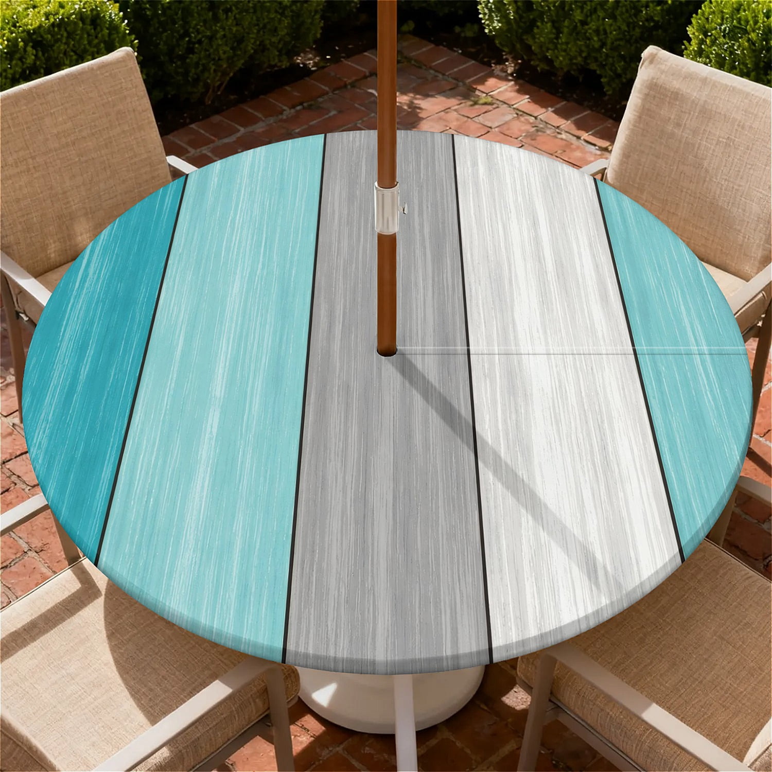 ARTSLION Round Outdoor Tablecloth For Up To 65in With Umbrella Hole ...