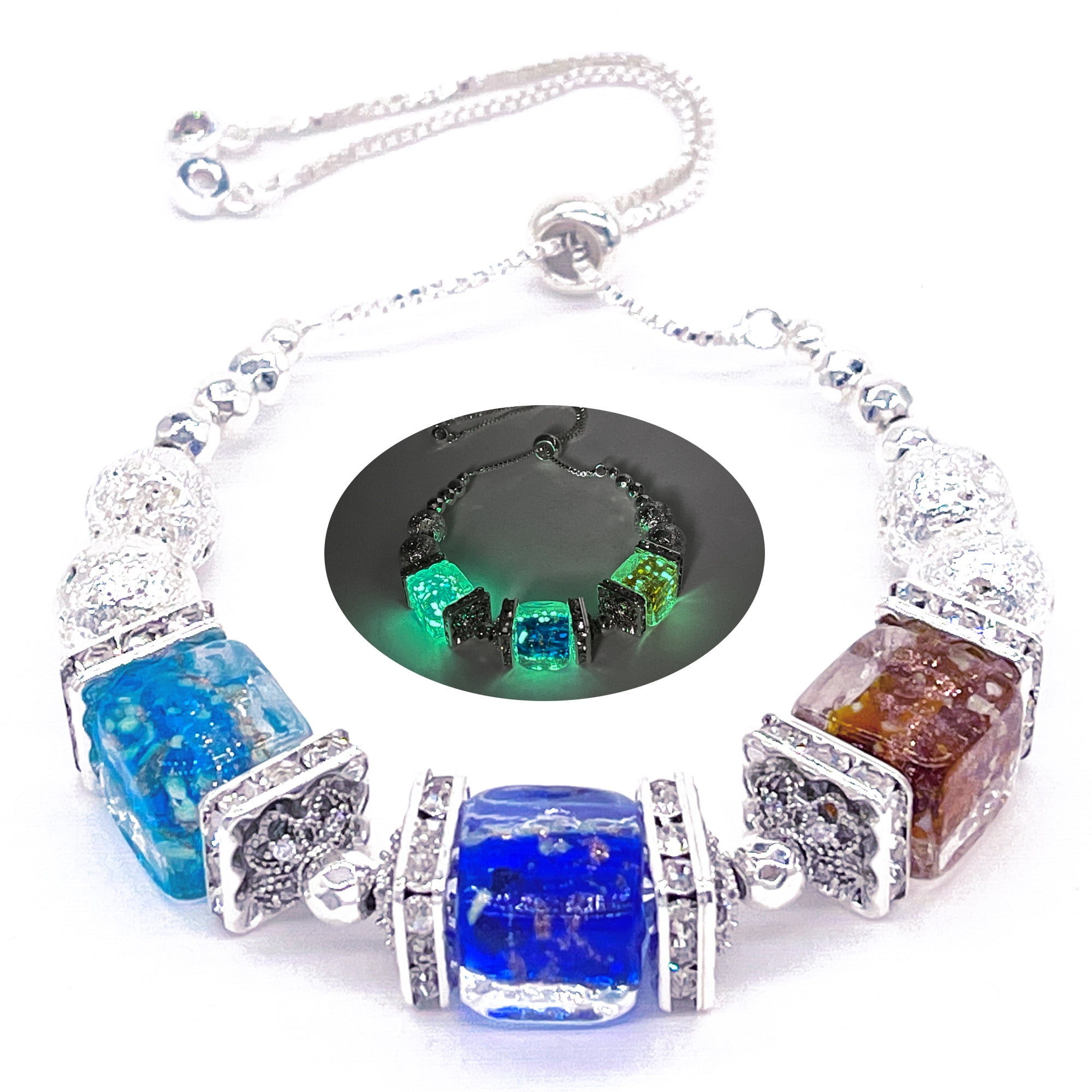 ARTSY Crafts Glow in The Dark Firefly Beads Bracelets, Murano Glass ...