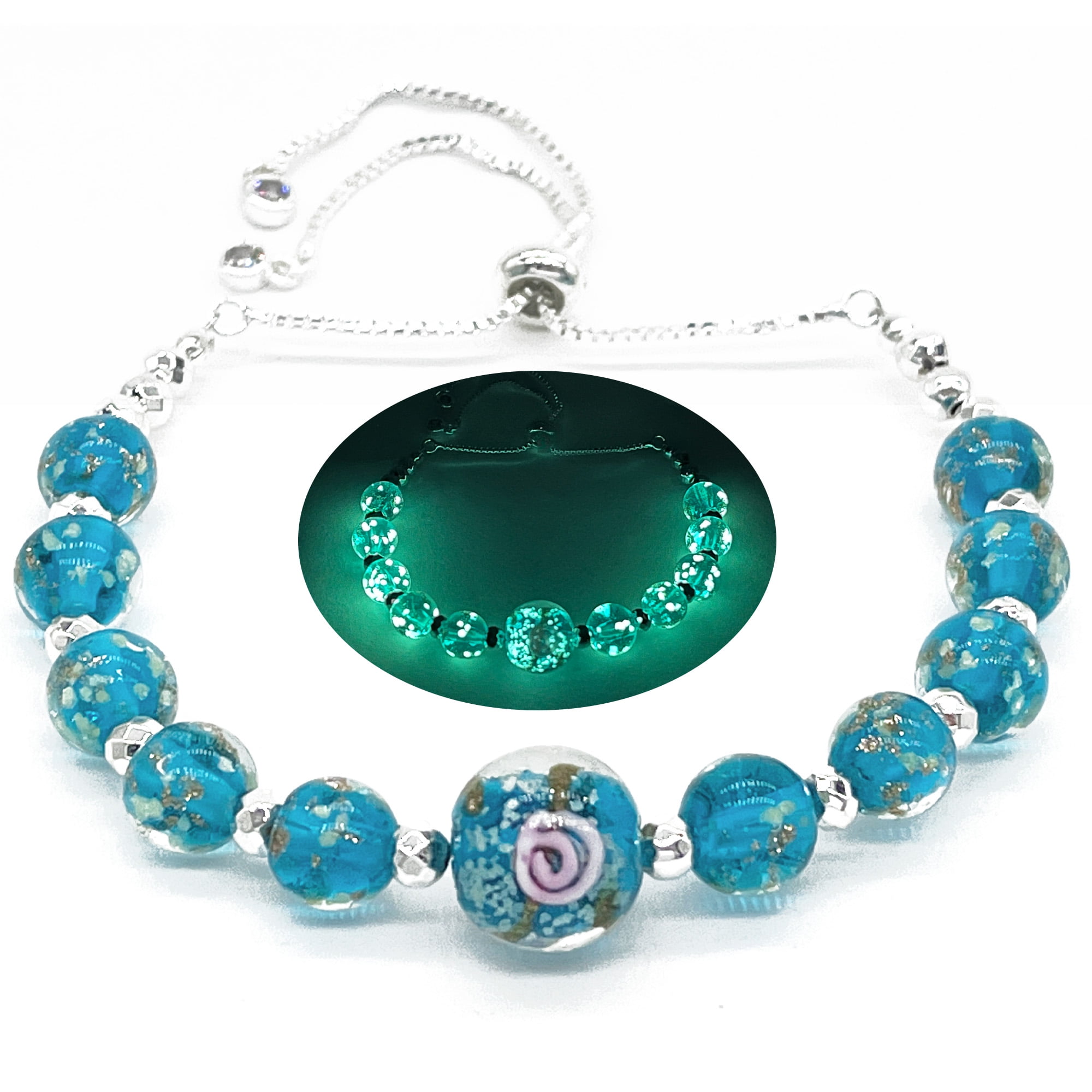 ARTSY Crafts Glow in The Dark Firefly Beads Bracelets for Women, Murano ...