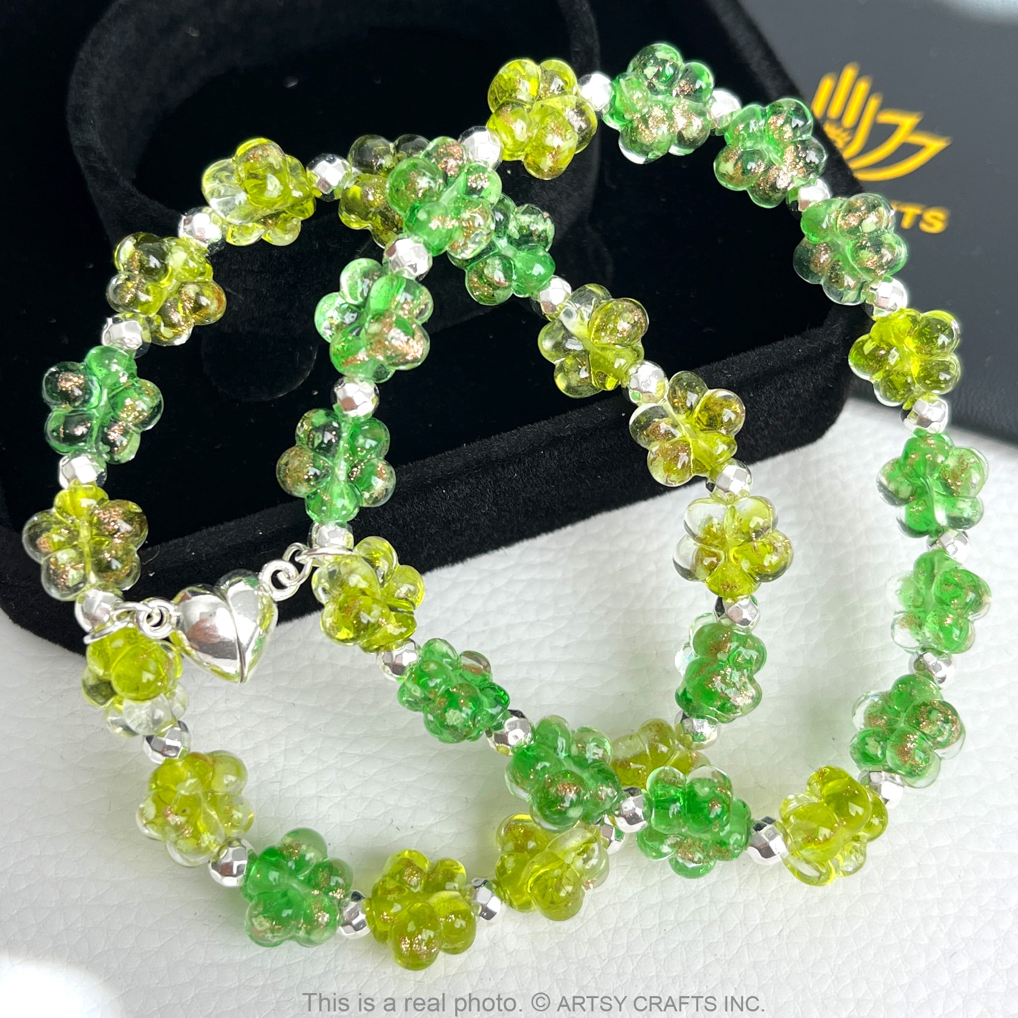 ARTSY Crafts Pack of 2 Glow in the Dark Firefly Bracelets, Handmade in ...