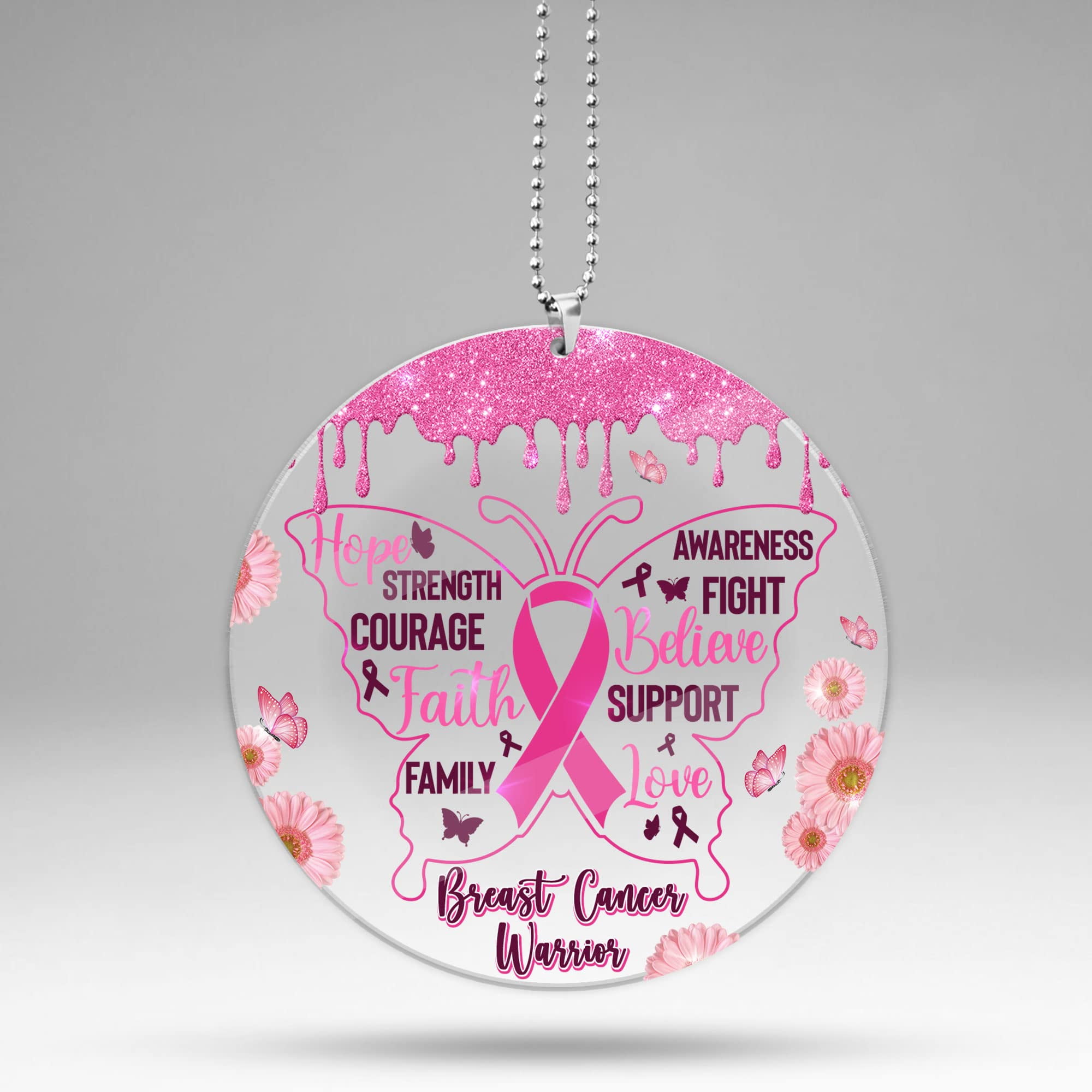 ARTSYWIX Breast Cancer Gift for Women, Butterfly Pink Ribbon Car ...