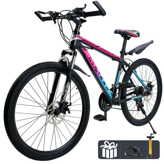 ARTUDATECH 24 26 27.5 Inch Mountain Bike, 24 Speeds with V/Disc Brakes ...