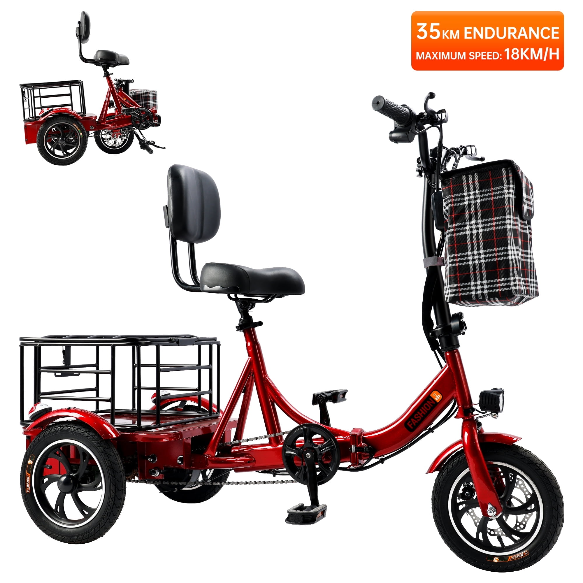 ARTUDATECH Electric Trike, Electric Tricycle for Adult, 400W 48V ...