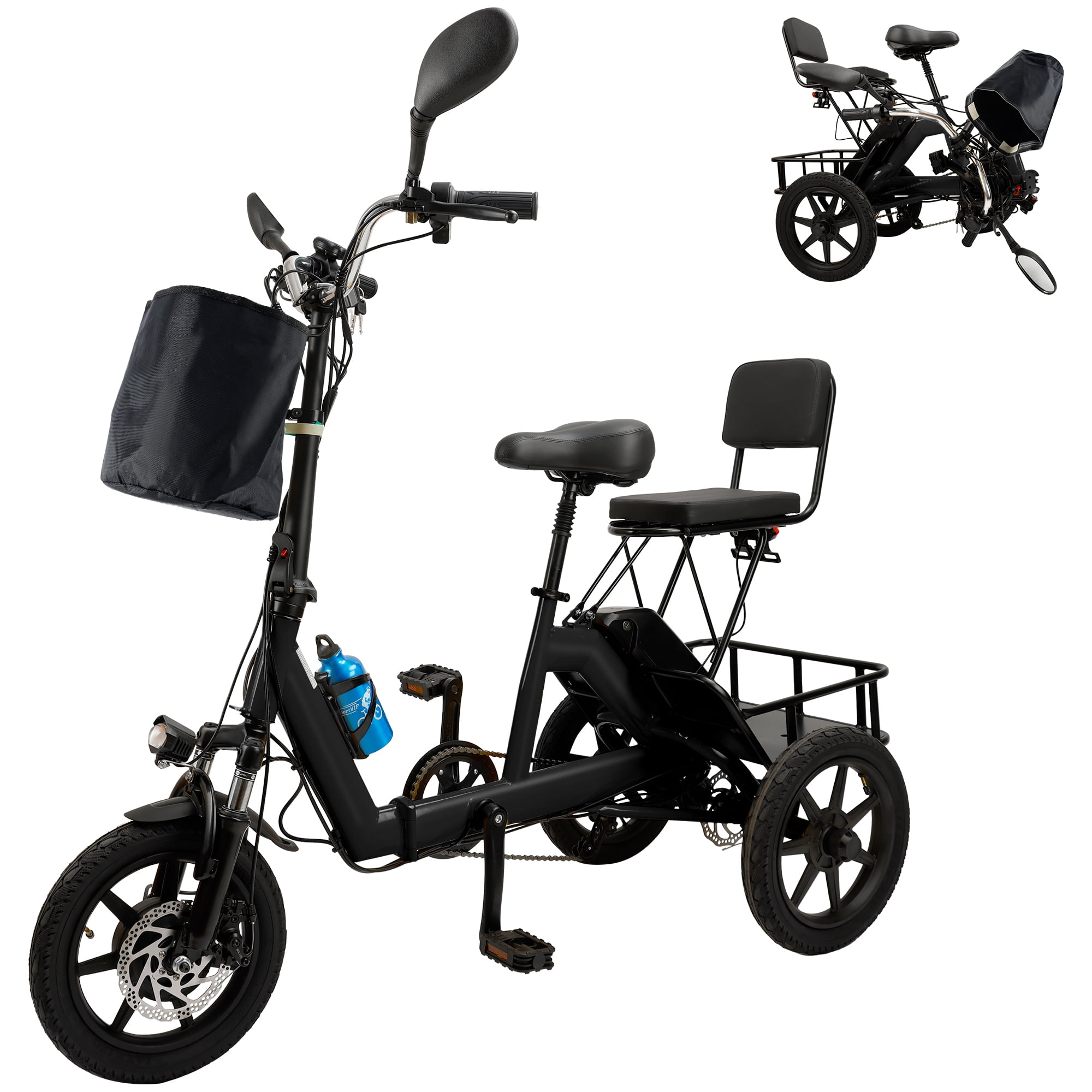ARTUDATECH Electronic 3-Wheel Motorized Trike, 350W 48V Foldable E-Bike ...