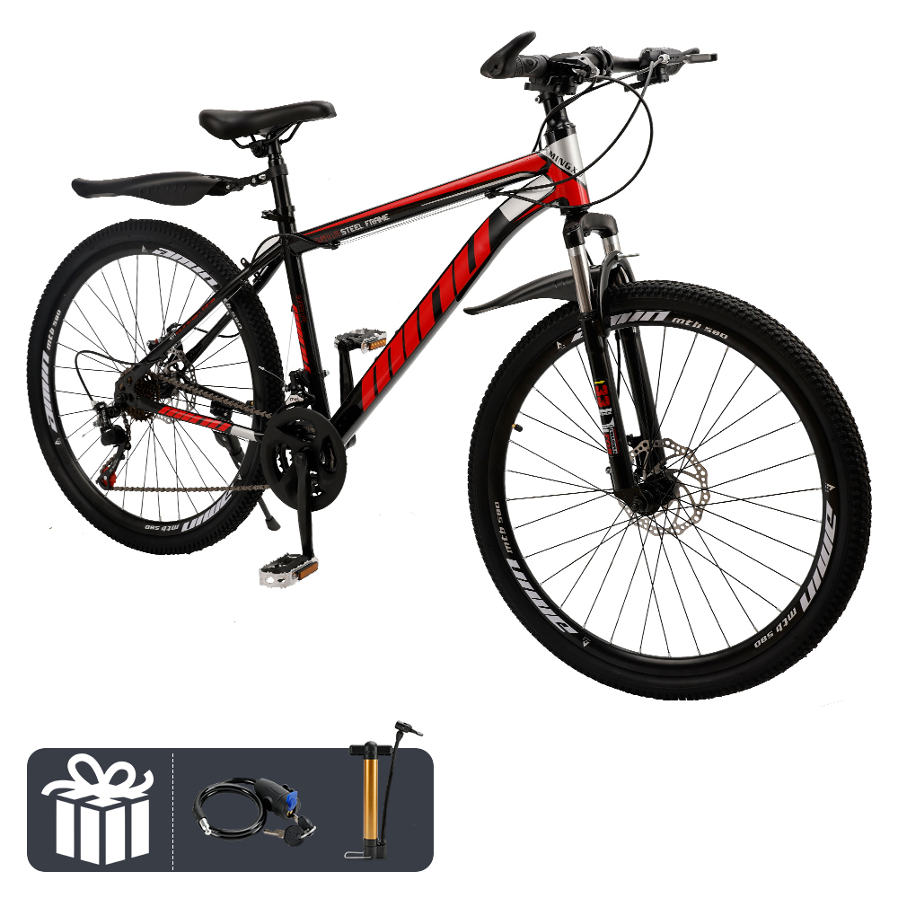 Hiland Full-Suspension Mountain Bike, Carbon Frame, 21 Speed Shimano ...