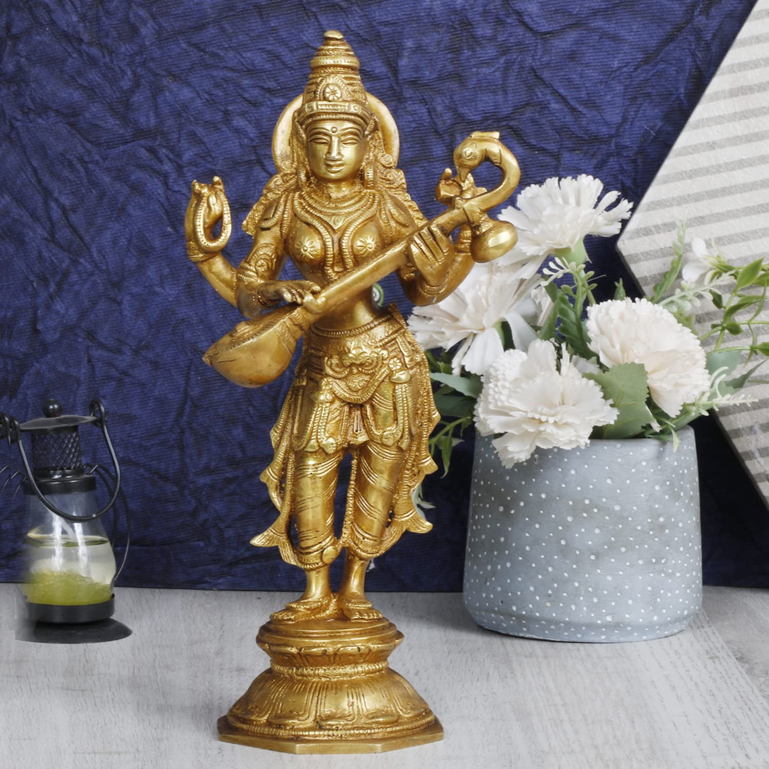 ARTVARKO Brass Goddess Maa Saraswati Statue Standing Education Study ...