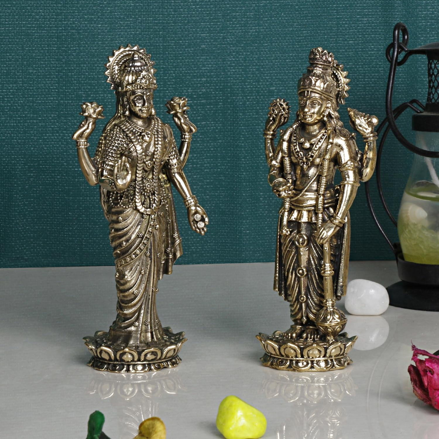 ARTVARKO Brass Vishnu Laxmi Murti Lord Bhagwan Vishnu Narayan Lakshmi ...