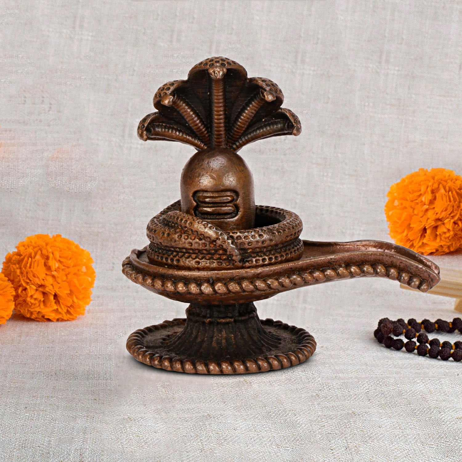 ARTVARKO Copper Shiva Shivling with Snake Tamba Shivlingam Puja Statue ...