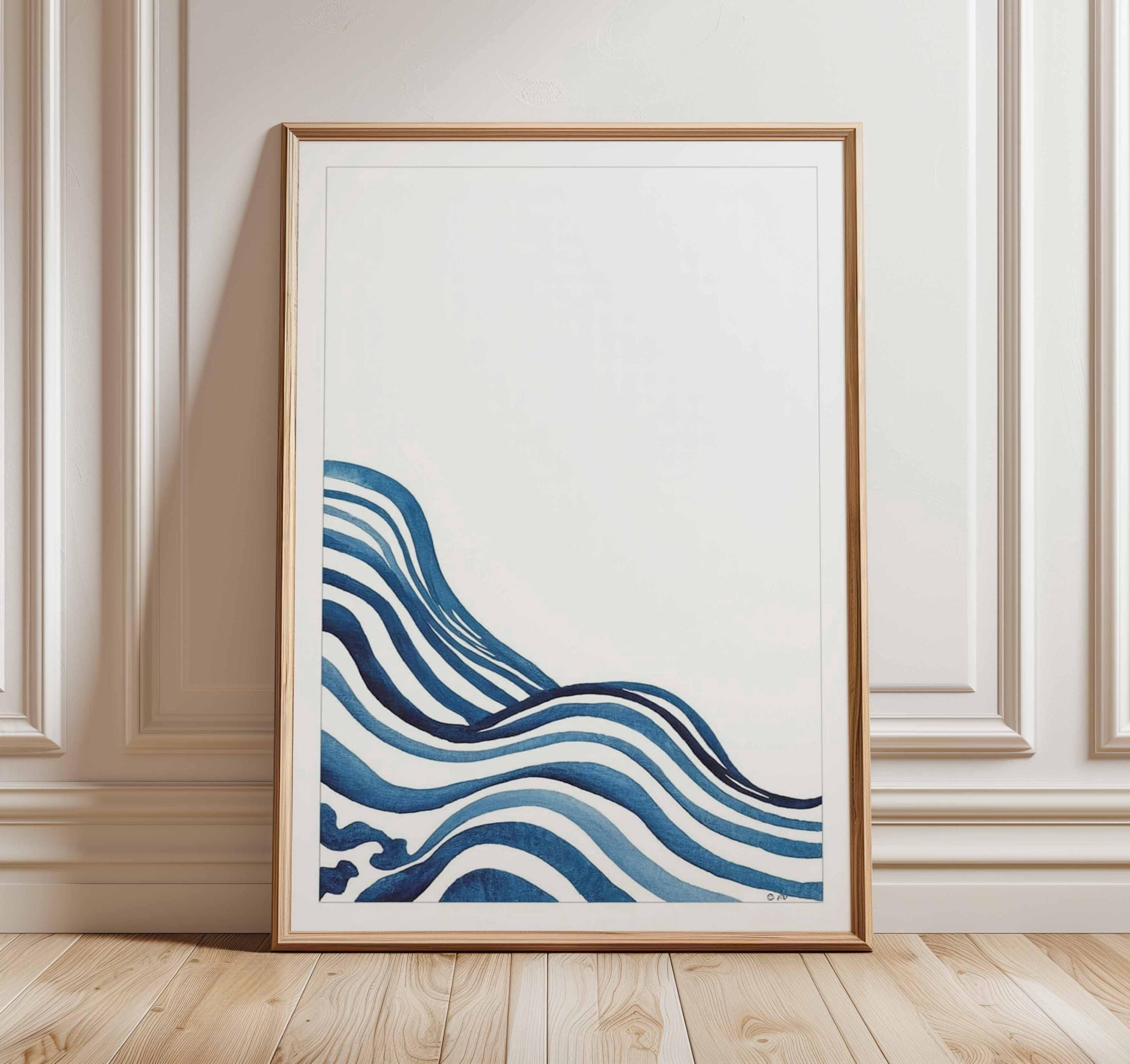 ARTVORA Abstract Blue Wave Poster - Modern Ocean Wall Art, Minimalist ...