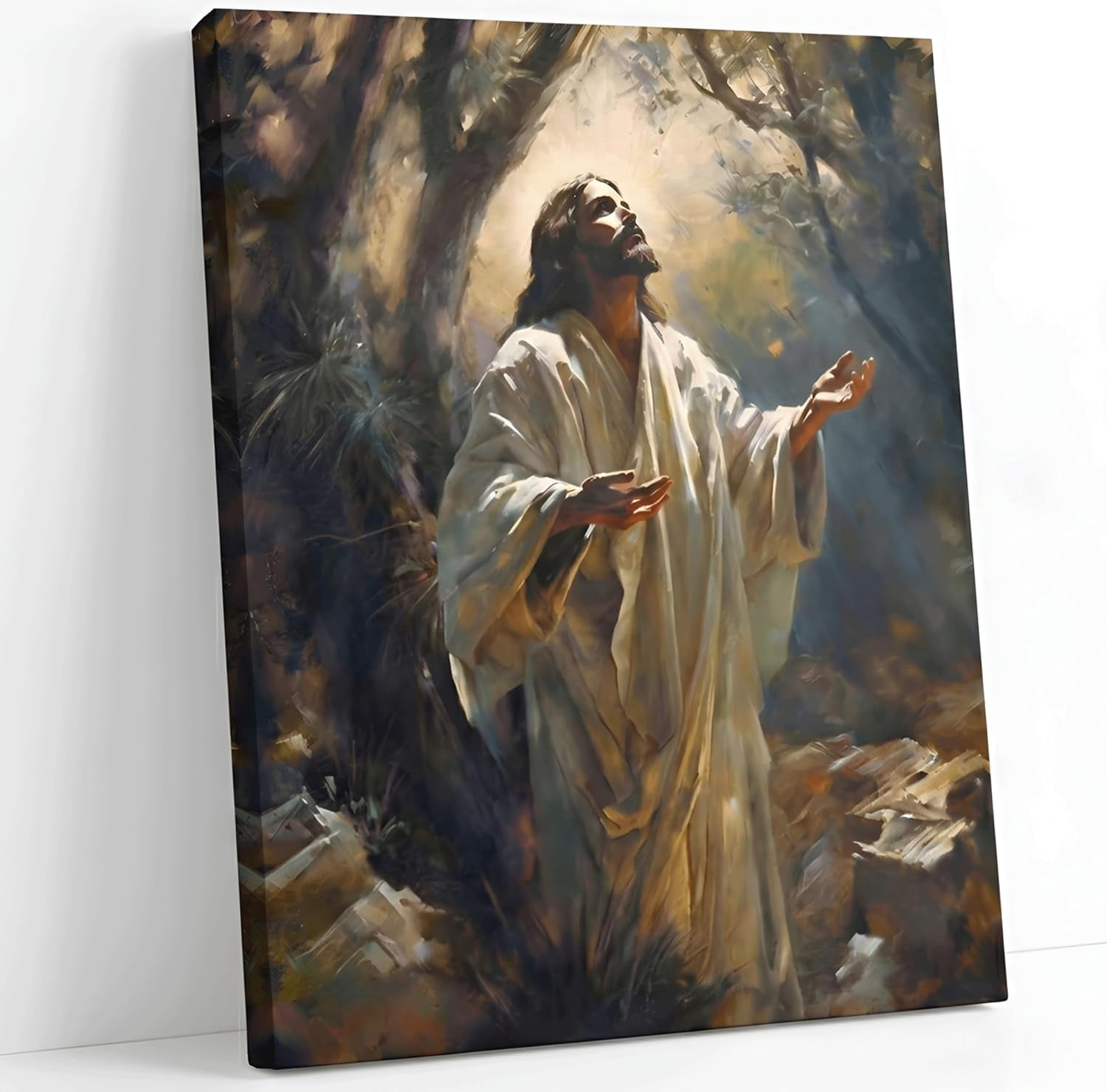 ARTVORA Canvas Wall Art, Praying in Garden Scene Poster Print Painting ...