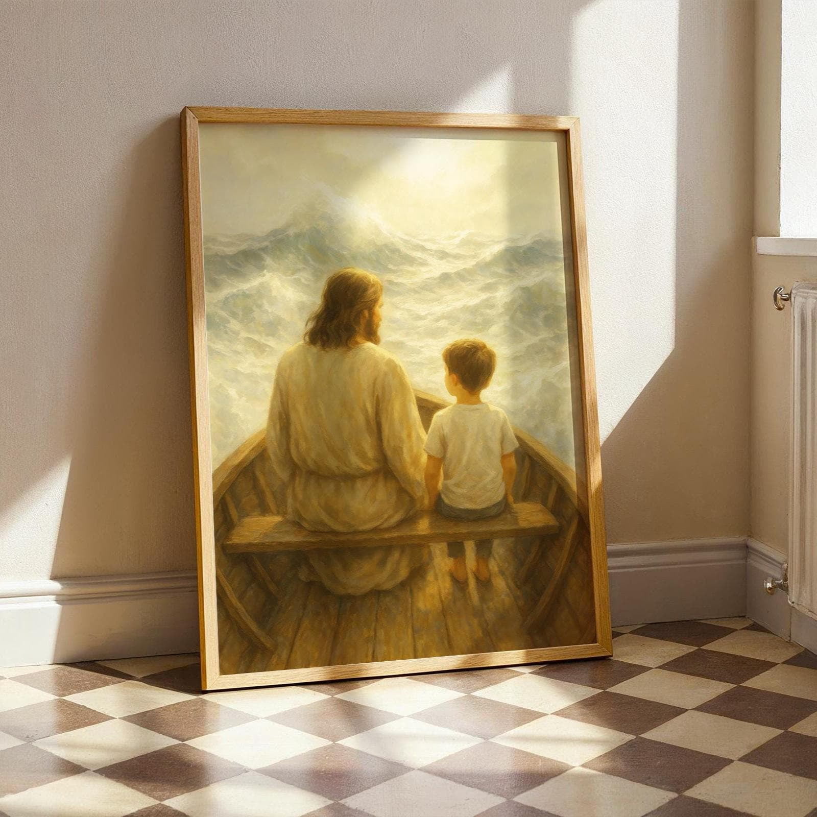 ARTVORA Christian Nursery Decor: Jesus and Child Boat Print, Faith ...