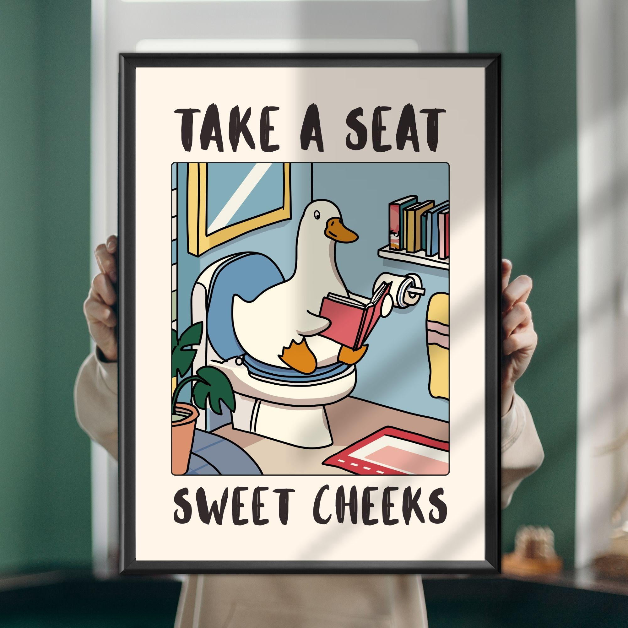 ARTVORA Goose Poster, Take a Seat Sweet Cheeks Quote, Funny Wall Decor ...