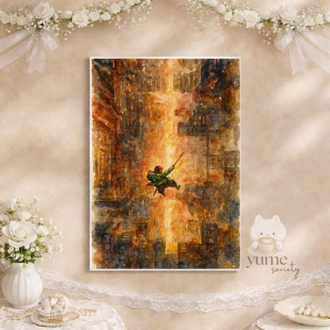 ARTVORA Japanese Watercolor Painting Anime Art Print Poster Home Decor ...