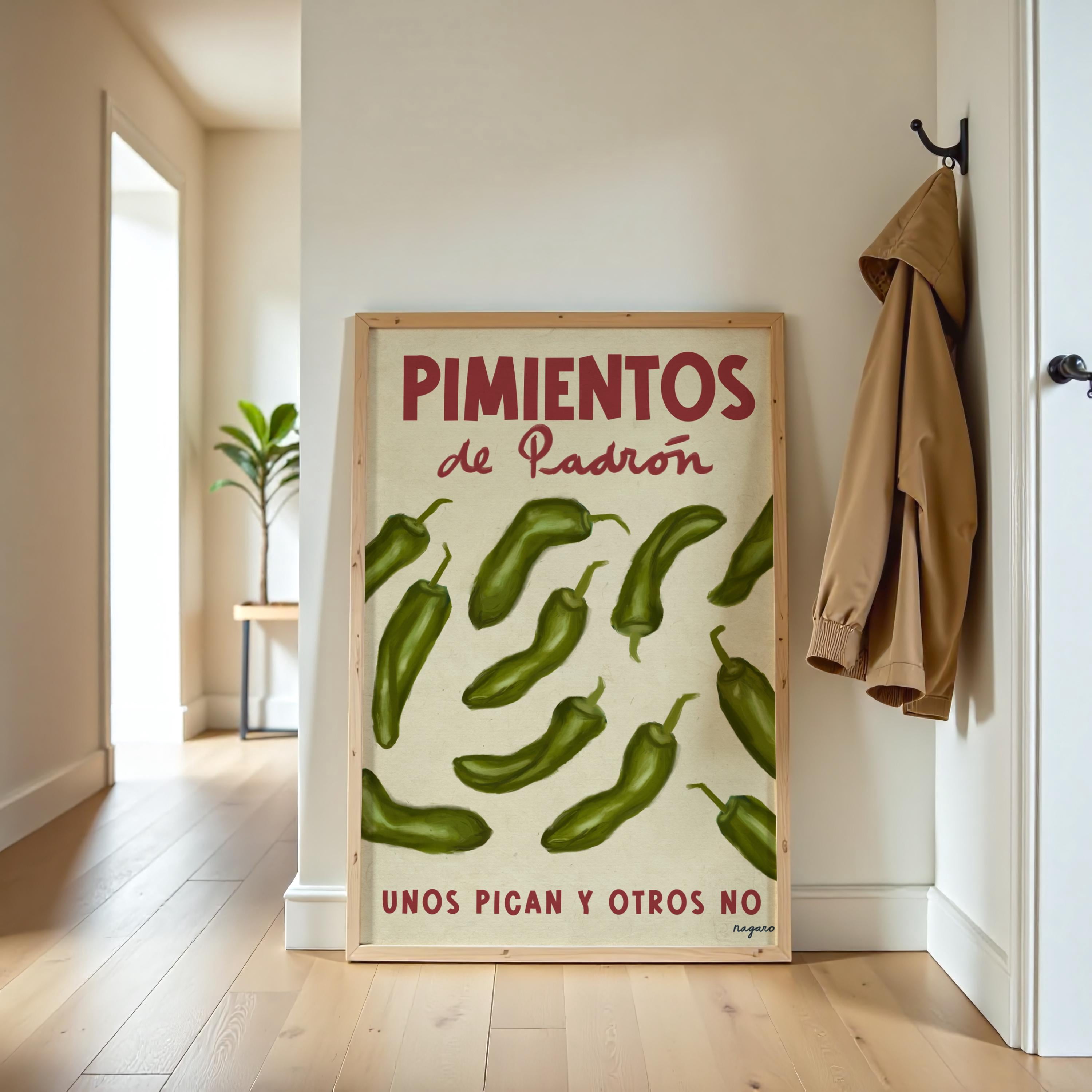 ARTVORA Padrón Peppers Kitchen Art | Vintage Spanish Illustration for ...