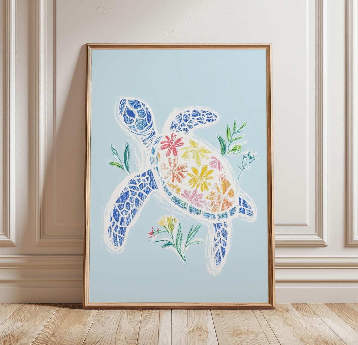 ARTVORA Sea Turtle Poster - Coastal Animal Wall Art, Minimal Marine ...