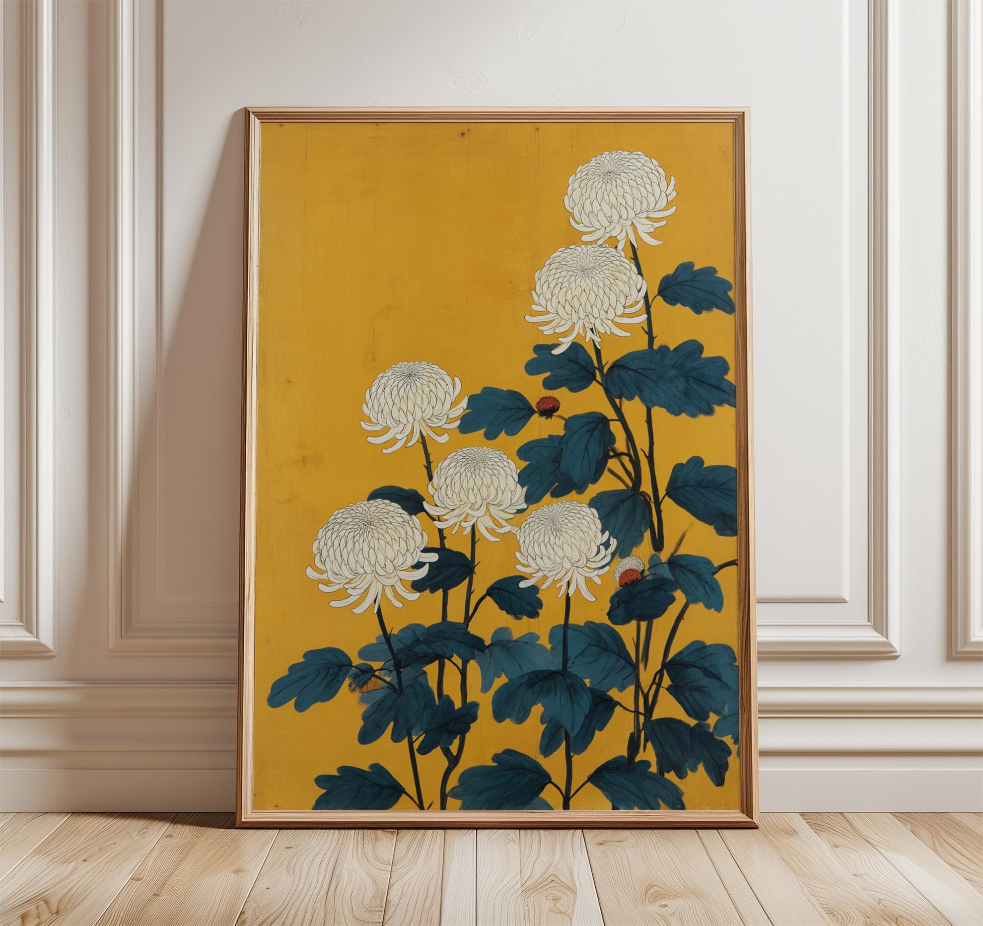 ARTVORA Yellow Chrysanthemum Floral Wall Art - Japanese-Inspired ...