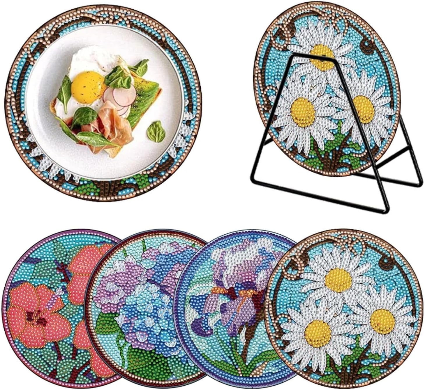 ARTopod 4Pcs DIY Diamond Art Painting Placemat with Holder and Cork Mat ...