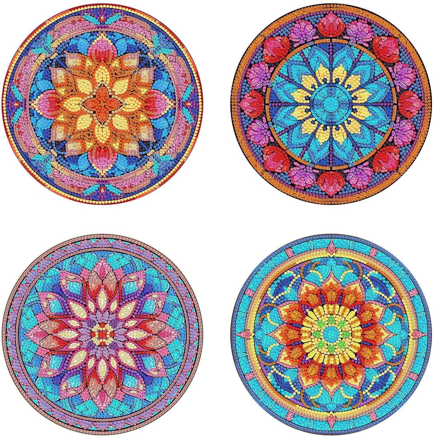 ARTopod 4Pcs DIY Diamond Art Painting Placemat Round Non-Slip Acrylic ...