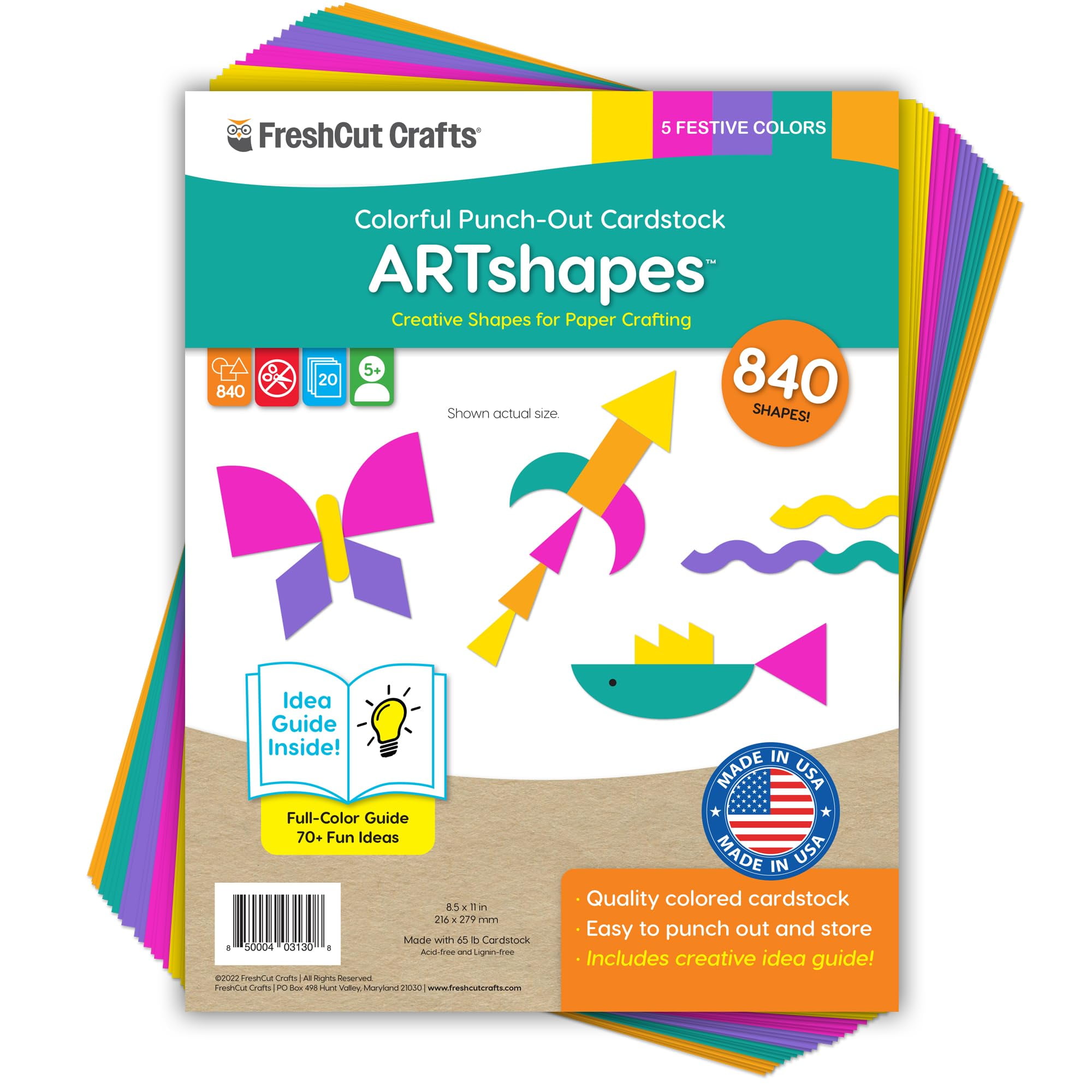 ARTshapes 840 pc Creative JKF25 Paper Shapes Pack Idea Guide - US Made Card Stock - Punch Out ...