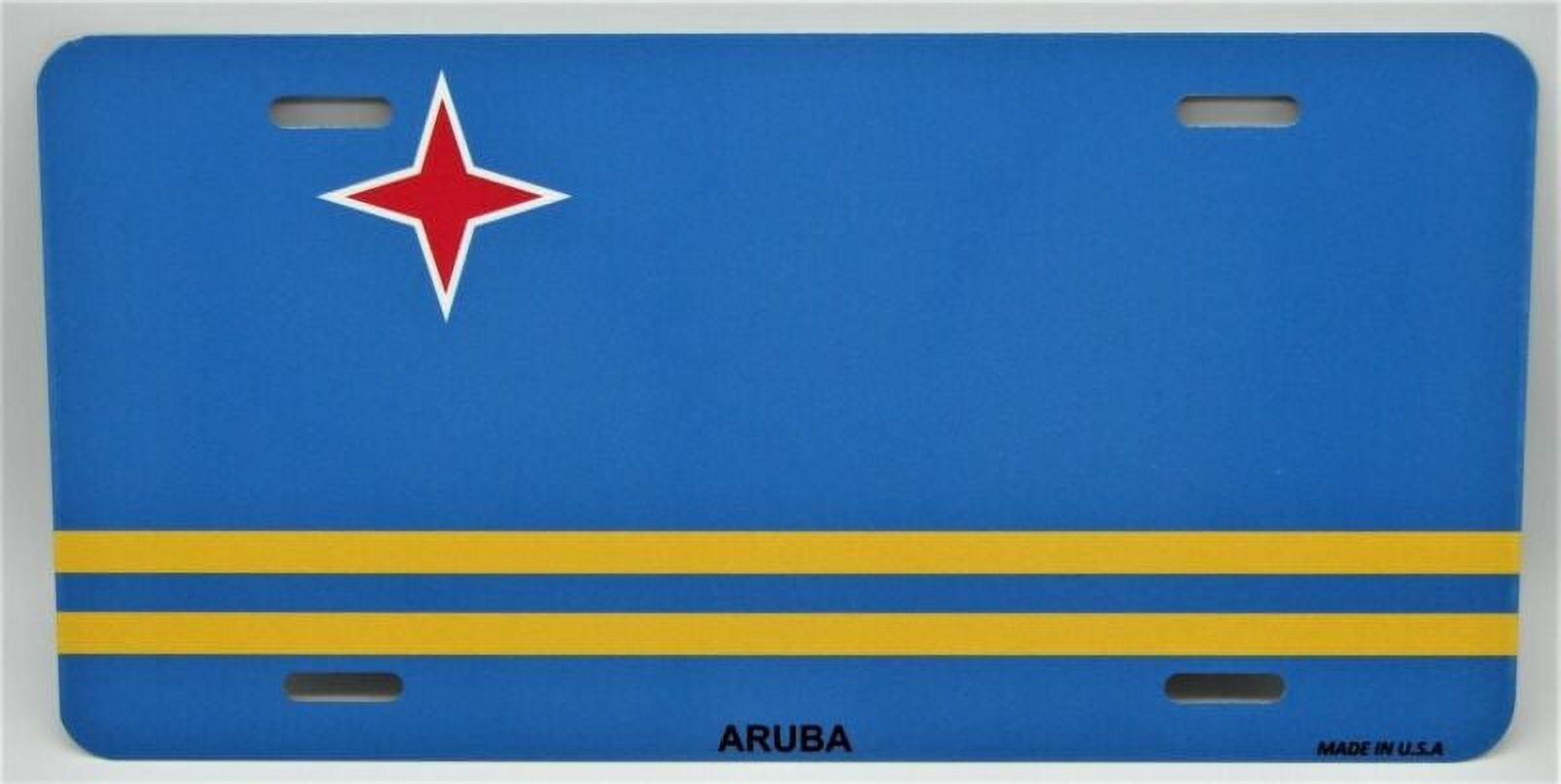 ARUBA FLAG METAL CAR LICENSE PLATE TAG VLAG VAN ARUBA, ARUBAN FLAG ...