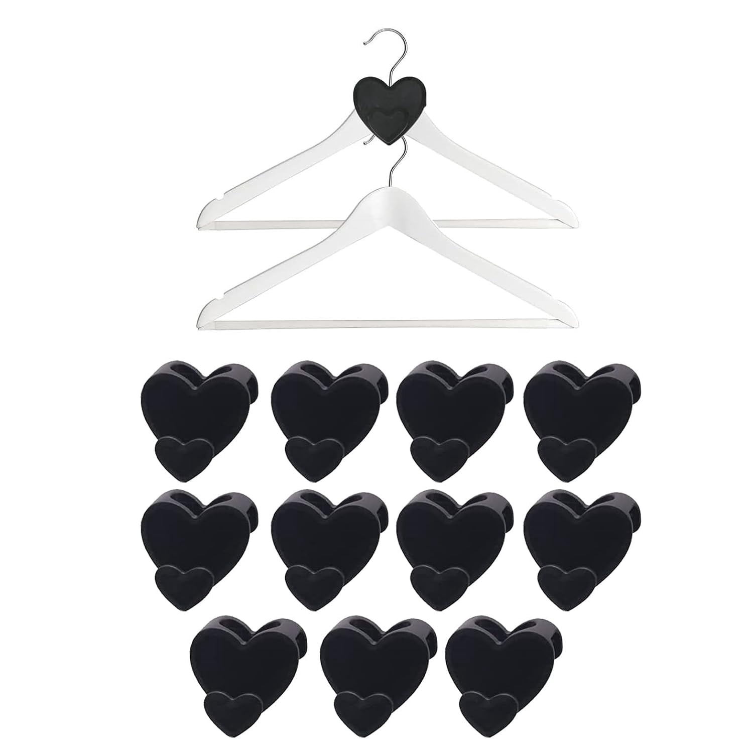 ARURA LABEL Plastic Heart Shape Clothes Hanger Connector Hooks Space ...