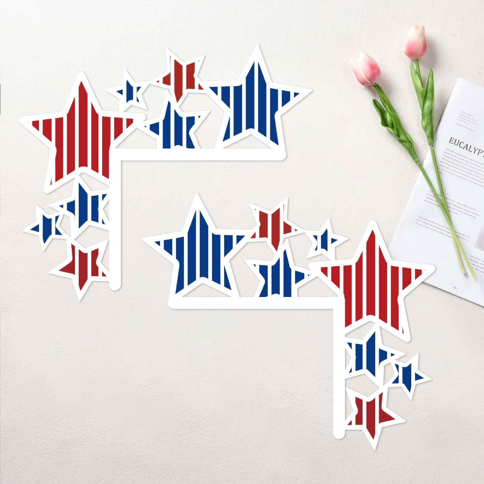 ARUTOOY 2Pcs 4th Of July Patriotic Door Corner Decor, Memorial Day Red ...