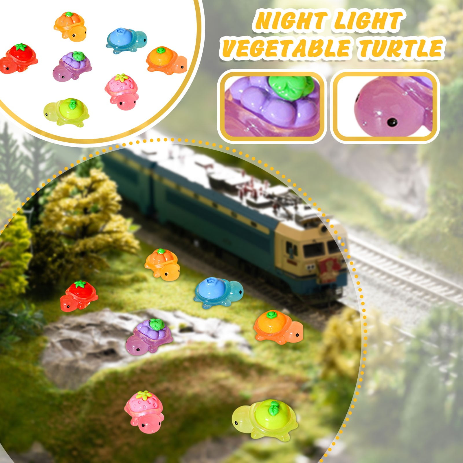 ARUTOOY 50Pcs Mini Resin Animals Turtles Night Glow, Mini Animals ...