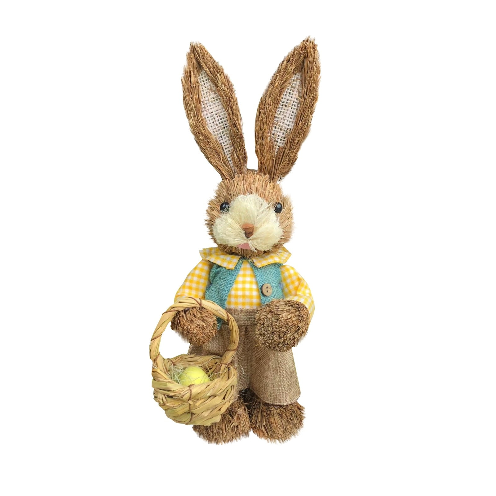 ARUTOOY Easter Straw Bunny Figurine Tabletop Decor Cute Rabbit Holding ...