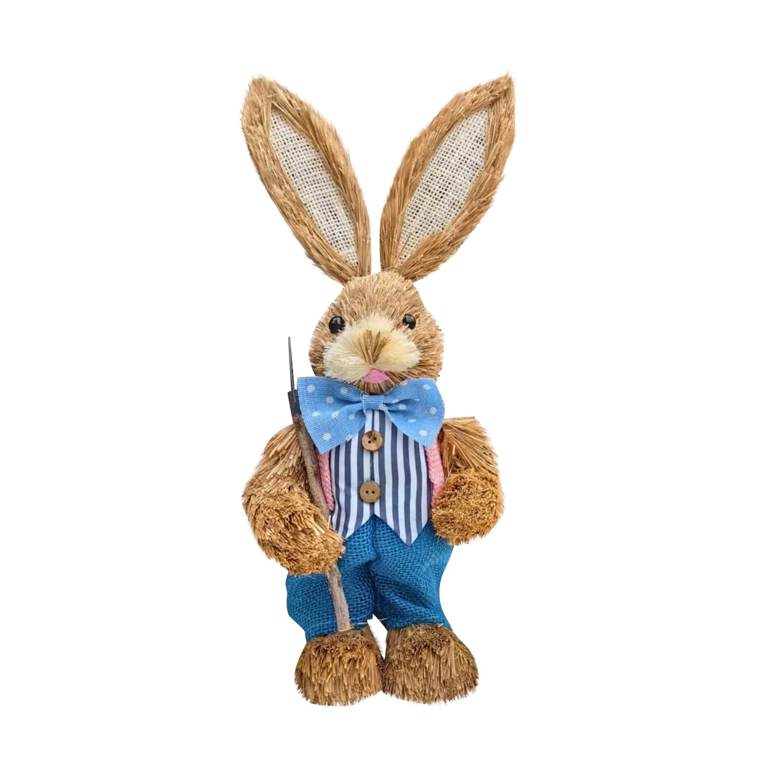 ARUTOOY Easter Straw Bunny Figurine Tabletop Decor Cute Rabbit Holding ...