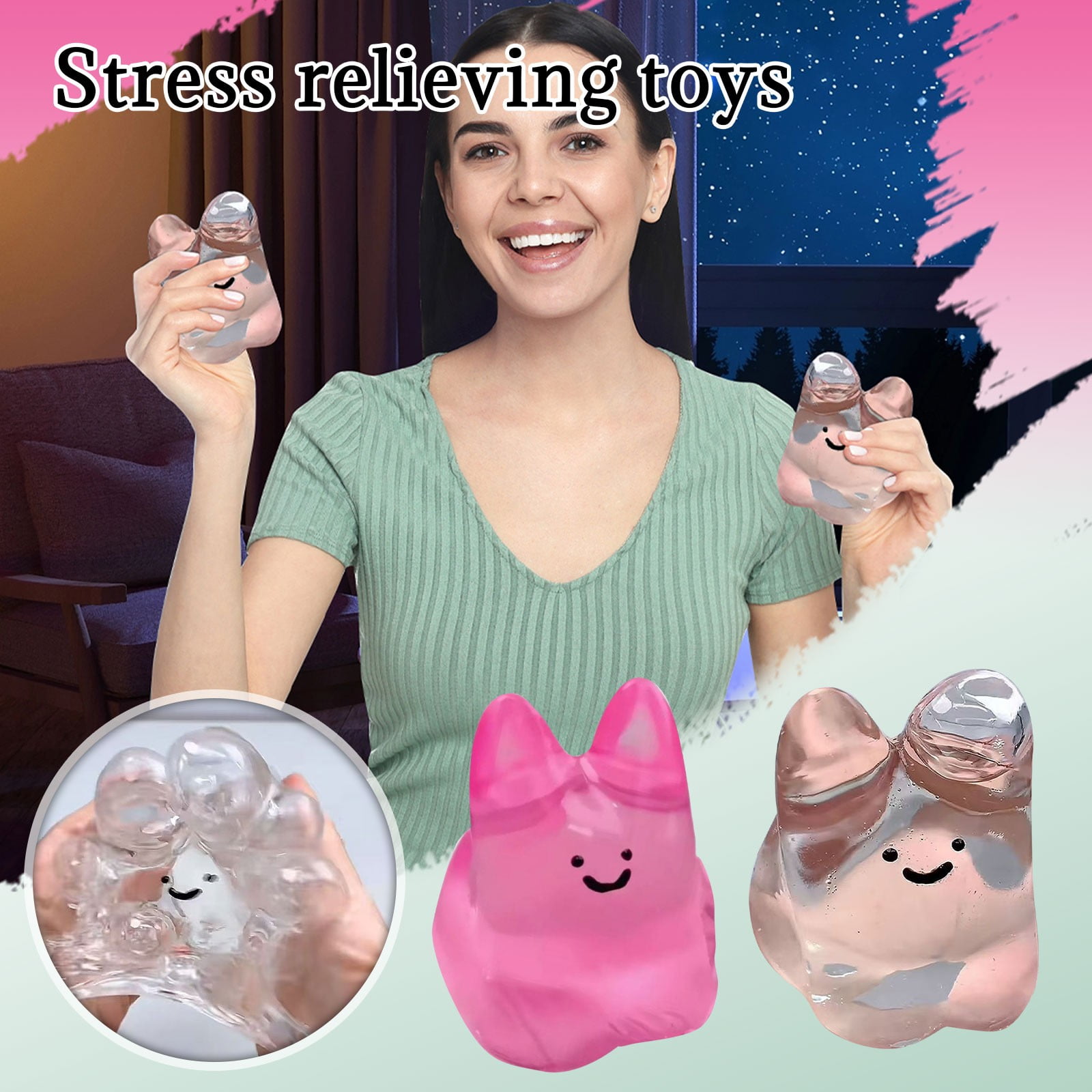 ARUTOOY Handmade Taba Squishy Crystal Bubble Bunny Squishy Fidget Toys ...