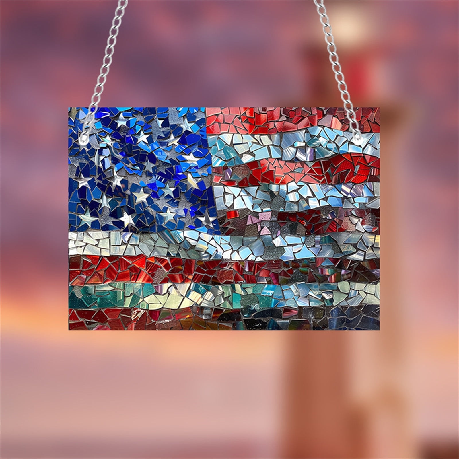 ARUTOOY Patriotic American Flag Acrylic Stained Glass Window Hanging ...