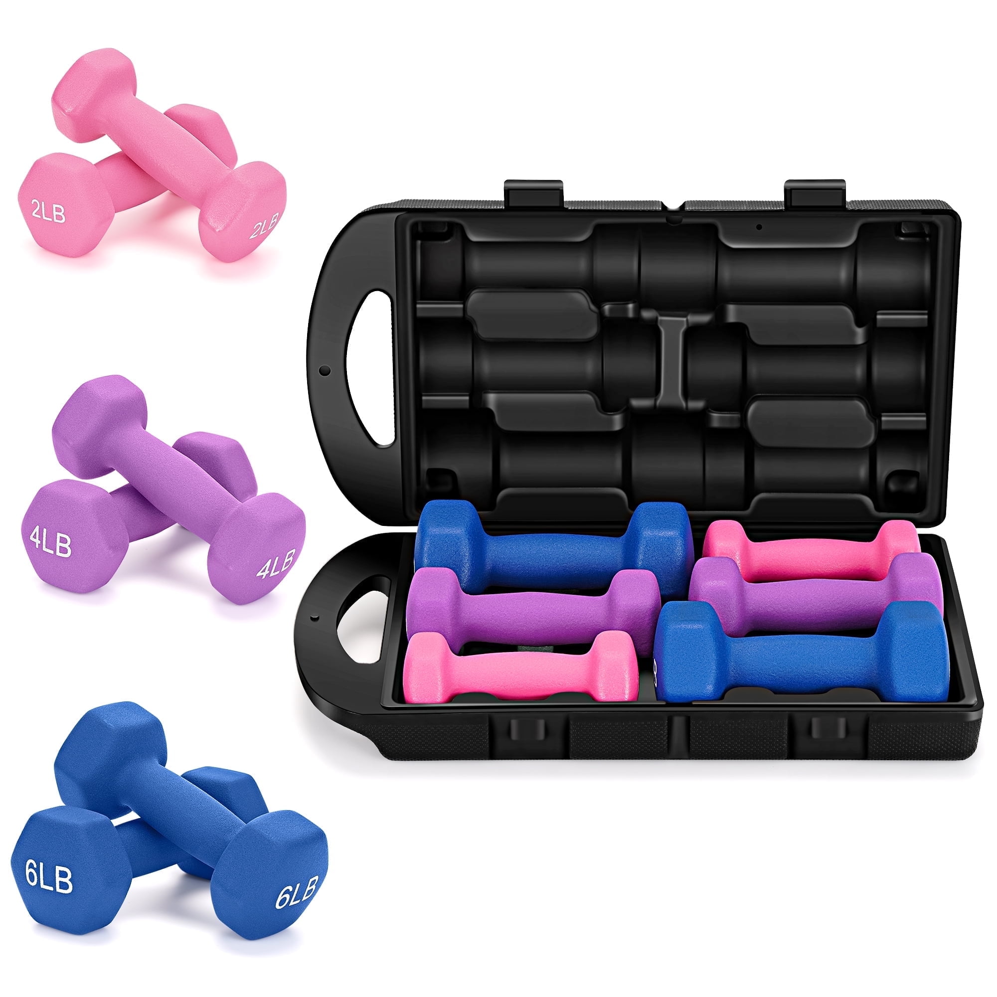 ARVAKOR 24 Lb Neoprene Dumbbell Combination Set, Featuring a Storage ...