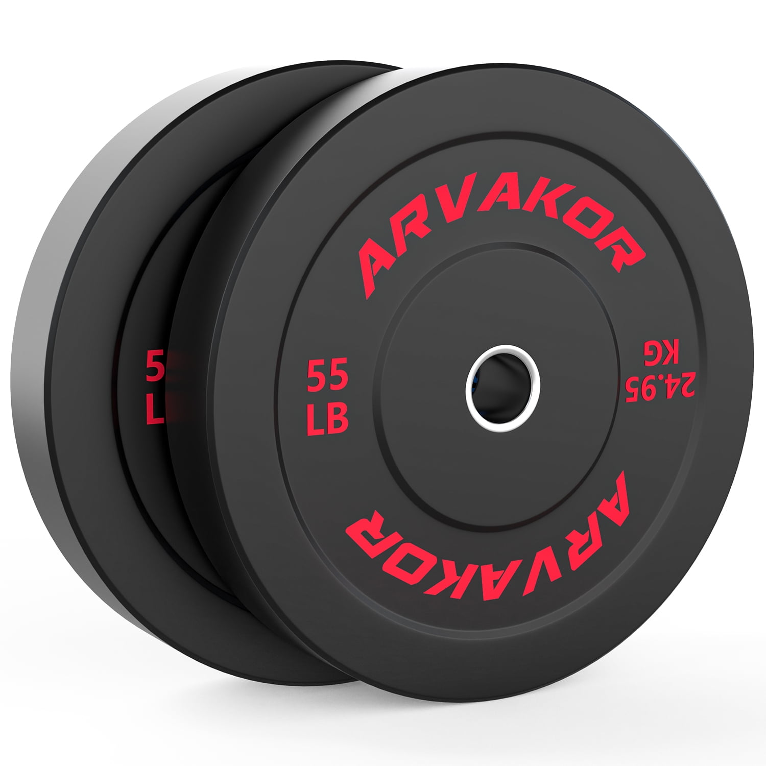 ARVAKOR Olympic Bumper Plate Weight Sets, 10LB-55LB, Steel Hub, Color ...